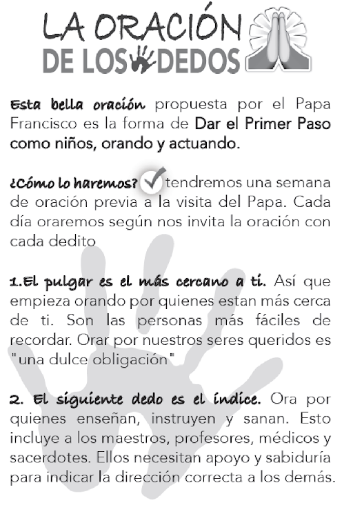 Oración de los cinco dedos | Arquidiócesis de Bogotá